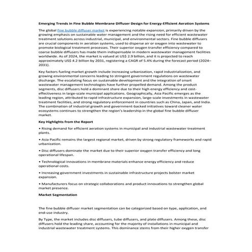 Emerging Trends in Fine Bubble Membrane Diffuser Design for Energy ...