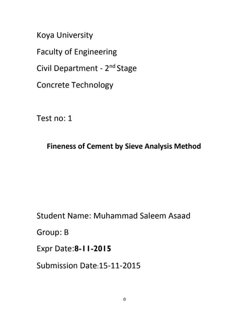 Sieve analysis of coarse and fine aggregate - Report | DOCX