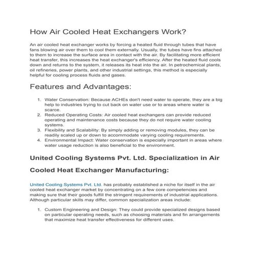 Expert in Heat Exchanger Manufacturing and Fin Fan Coolers | PDF