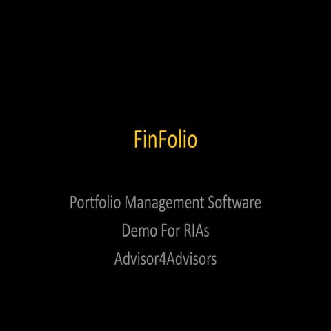 FinFolio Portfolio Management Software For RIAs | PPTX