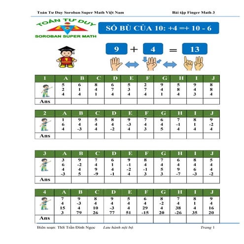 Giáo trình toán tư duy finger math của Soroban Super Math Việt Nam | PDF