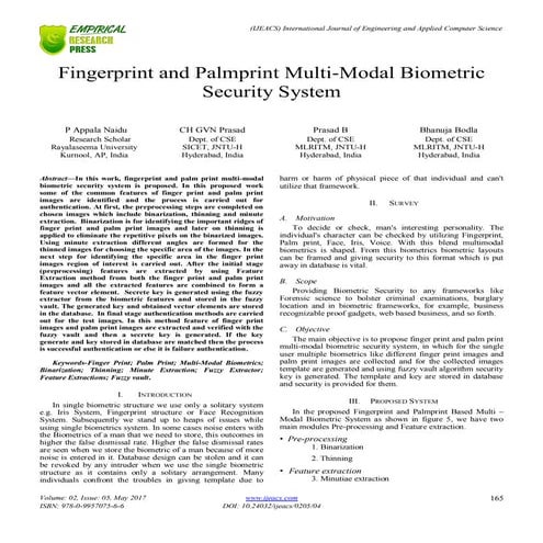 Fingerprint And Palmprint Multi Modal Biometric Security System Pdf