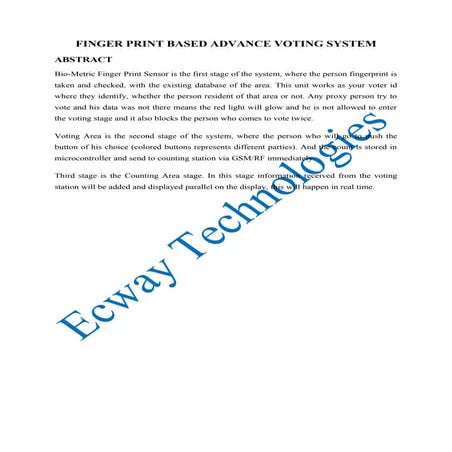 Finger print based advance voting system | PDF