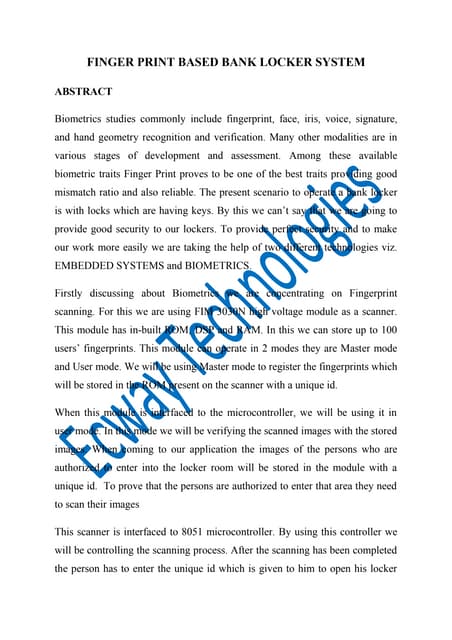 Finger print based door access system | PPT