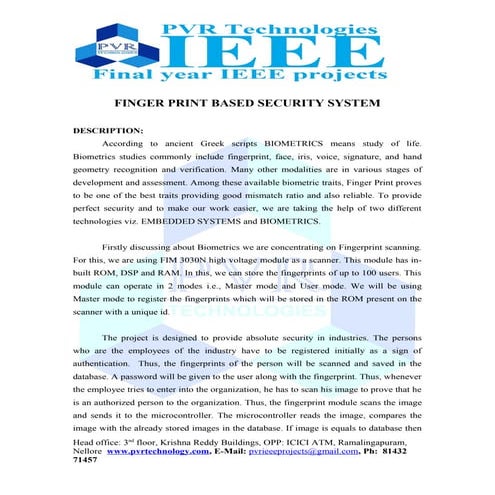 Finger print based security system | DOC