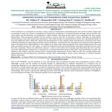 Arduino Based Autonomous Fire Fighting Robot | PDF