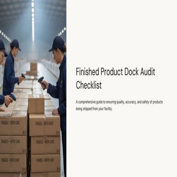 Finished Product Dock Audit Checklist with eAuditor Audits ...