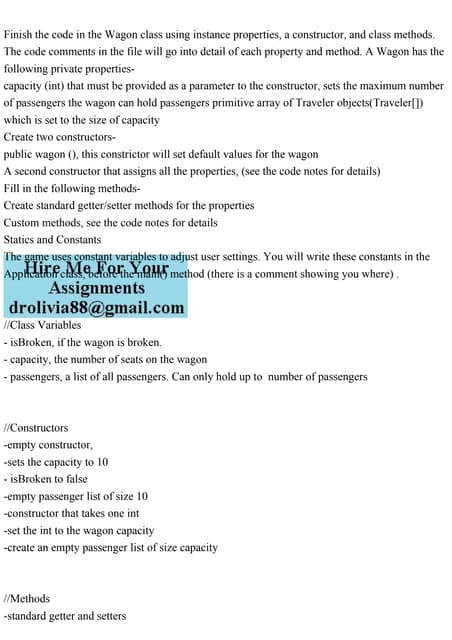 Finish The Code In The Wagon Class Using Instance Properties A Cons Pdf