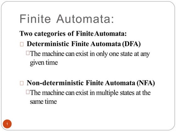 Finite Automata: Deterministic And Non-deterministic Finite Automaton ...