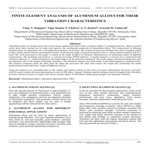 Finite element analysis of aluminium alloys for their vibration characteristics | PDF ...