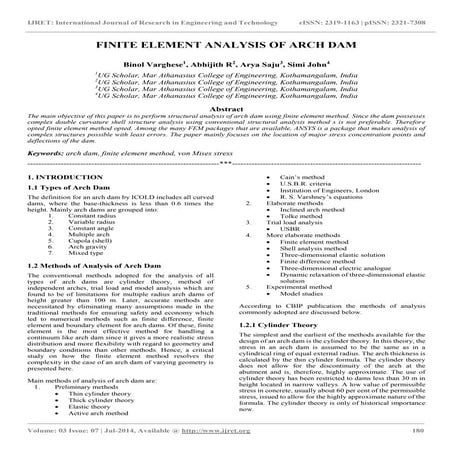 Finite element analysis of arch dam | PDF