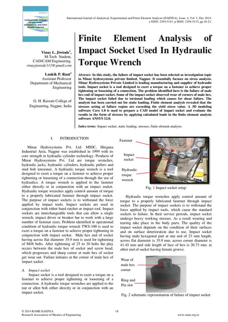 Finite Element Analysis Of Impact Socket Used In Torque Wrench Pdf