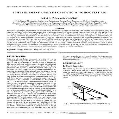 Finite element analysis of static wing box test rig | PDF