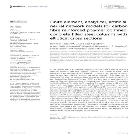 Finite Element Analytical Artificial Neural Network Models For Carbon Fibre Reinforced Polymer 2377