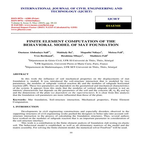 Finite Element Computation Of The Behavioral Model Of Mat Foundation Pdf