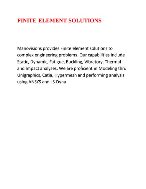 Finite Element Solutions South Asia Docx