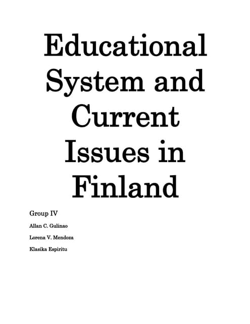 EDUCATION SYSTEM OF FINLAND ppt | PPTX