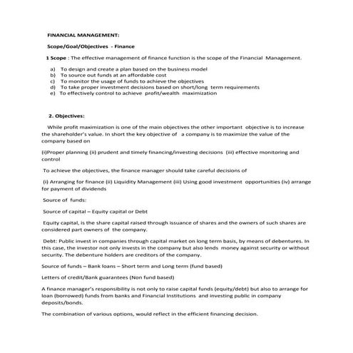 finance management | DOC | Stocks and Bonds | Personal Investing