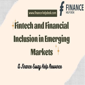 Fintech and Financial Inclusion in Emerging Markets A Finance Essay ...