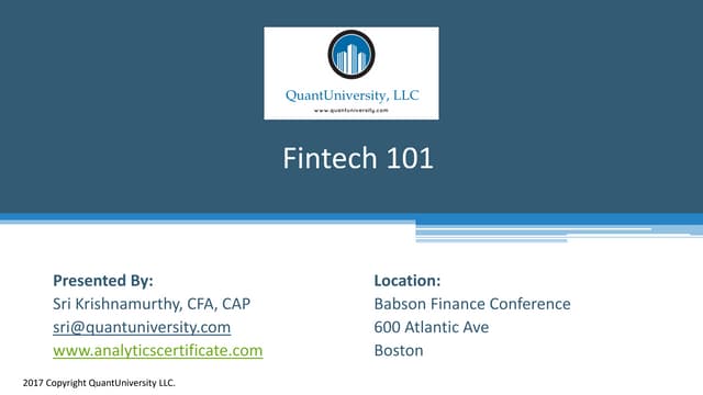 Role of fintech in banking | PPTX