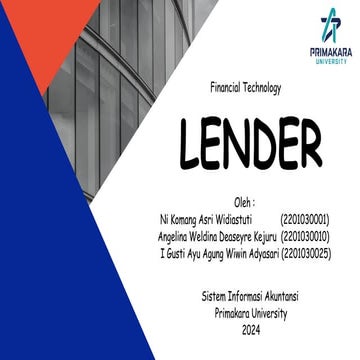 Lender (Pemberi Pinjaman di layanan P2P Lending) | PDF