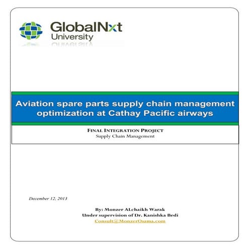 Aviation spare parts supply chain management optimization at Cathay ...