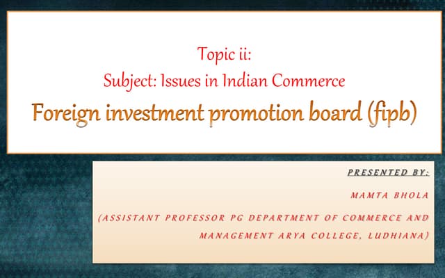 Foreign Direct Investment (Theories of FDI) | PPTX