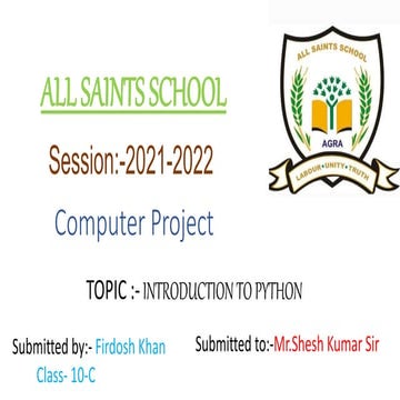 Firdous 10-C , power point presentation python Computer Project.pptx
