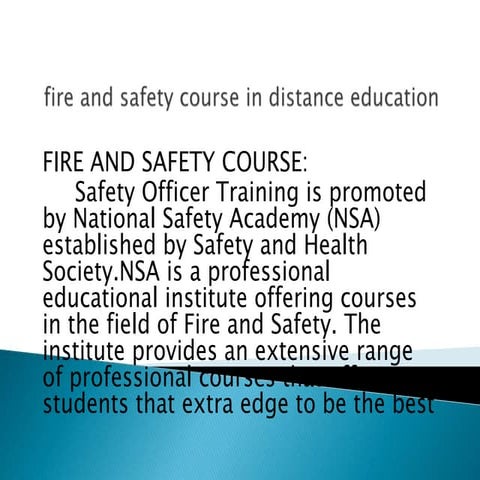 fire and safety course in distance education | PPT