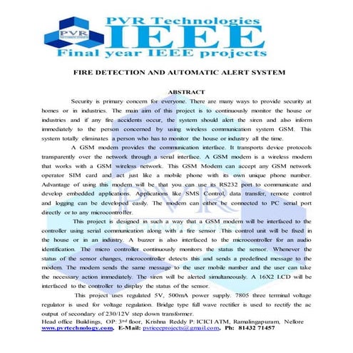 Fire detection and automatic alert system | DOCX