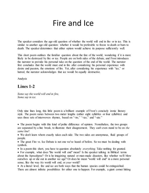FIRE AND ICE BY ROBERT FROST | PPT