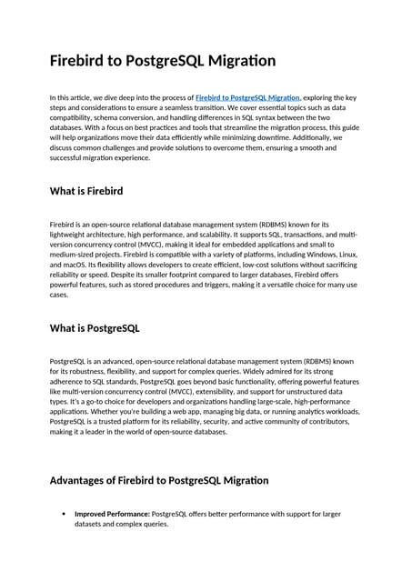 Firebird to PostgreSQL Migration Ask On Data | PDF Firebird to PostgreSQL Migration Ask On Data | PDF