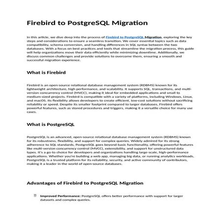 Firebird to PostgreSQL Migration Ask On Data | PDF