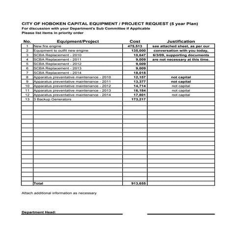 Fire Capital Request | XLS