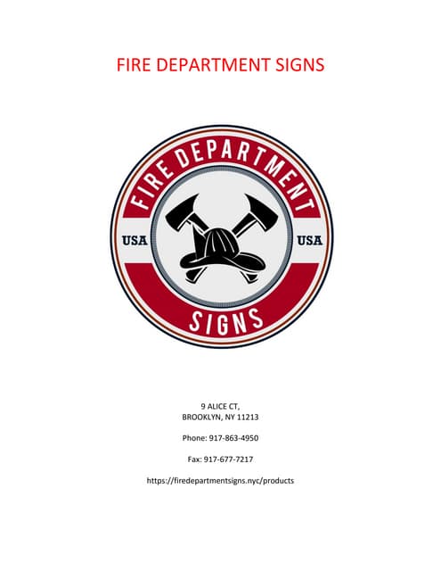 Fire Department Signs presentations