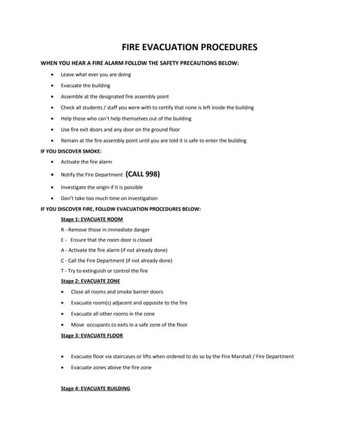 Fire drill procedure | PPT | Education