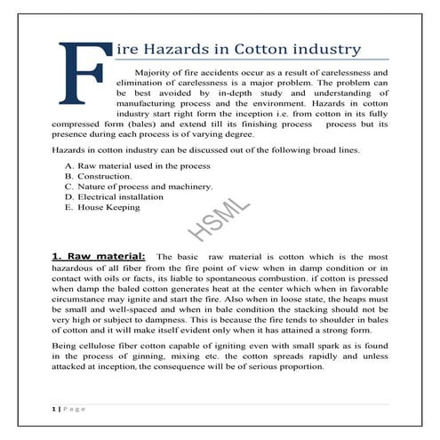 Fire hazards in cotton industry | PDF
