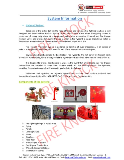 BASICS OF FIRE PROTECTION SYSTEM, HYDRANT SYSTEM.ppt