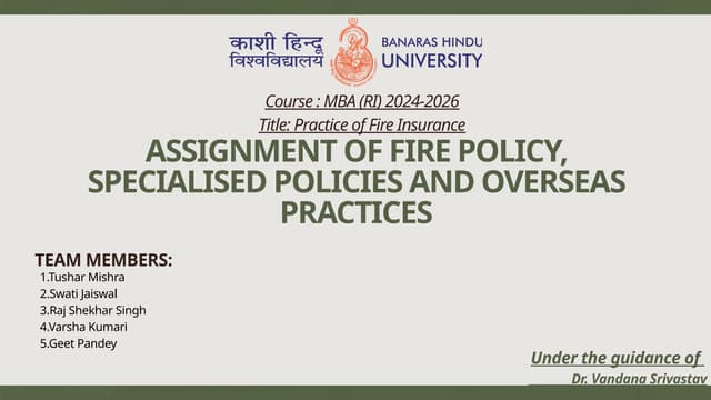 Industrial All Risk insurance Policy IAR | PPTX