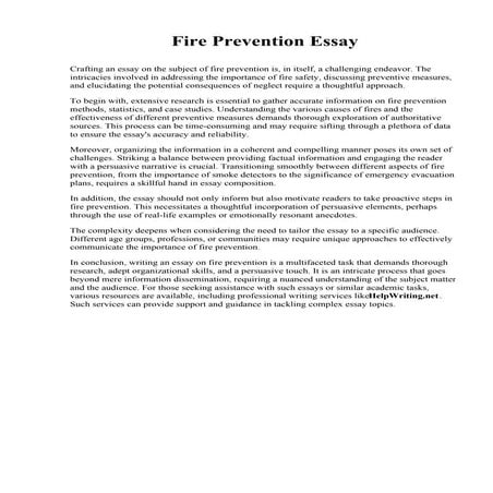 Fire Prevention Essay. Cornish College of the Arts | PDF