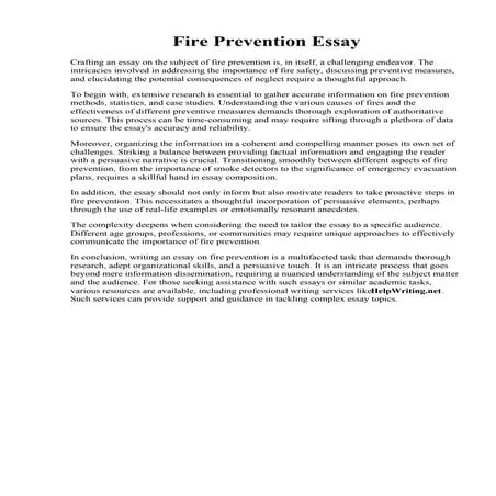 Fire Prevention Essay | PDF | Business | Business and Finance