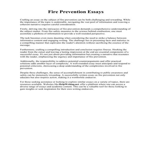 Fire Prevention Essays. ETI Technical College | PDF
