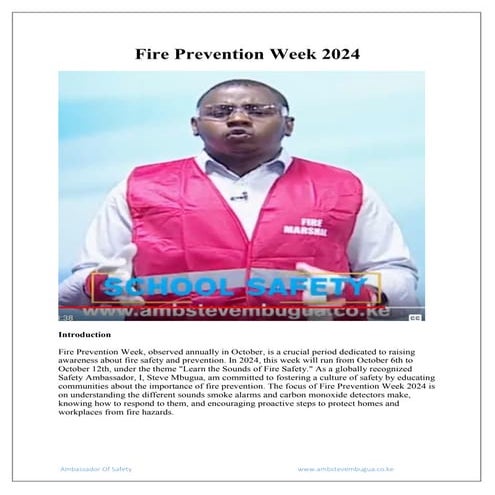 Fire Prevention Week 2024 By Amb steve Mbugua | PDF | First Aid | Injuries