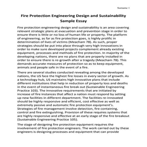 Fire protection engineering design and sustainability | PDF