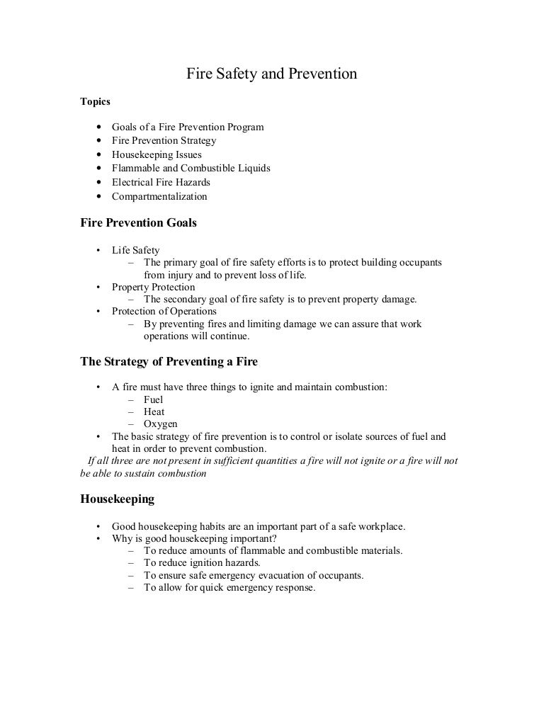 Fire safety and prevention