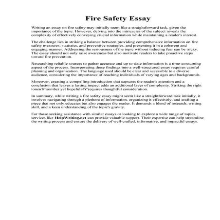 Fire Safety Essay | PDF