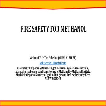 Fire safety for methanol explanation of safety measurements | PDF