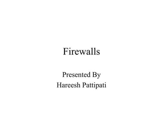 Firewall in Network Security | PPTX | Computer Networking | Computing