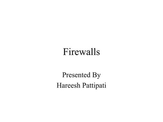 Firewall in Network Security | PPTX | Computer Networking | Computing