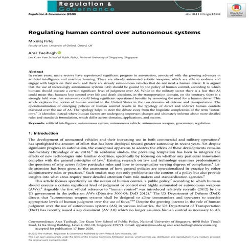 Regulating human control over autonomous systems | PDF